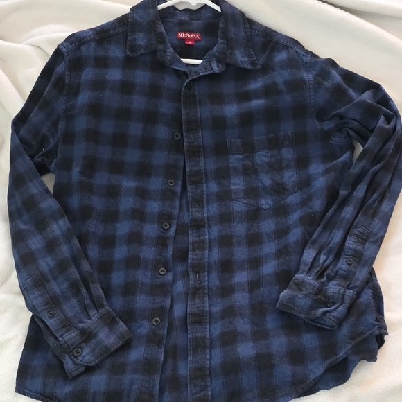 Merona | Shirts | Mens Blue Checkered Flannel Shirt | Poshmark